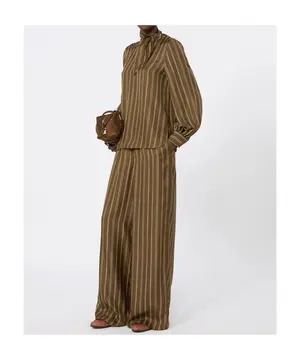 Max Mara Striped Pussy-bow Blouse - Khaki