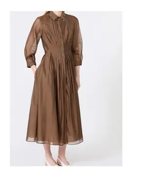 Max Mara Crystal-embellished Pleated Midi Shirt Dress - Honey-colored
