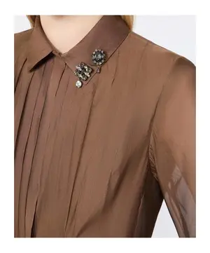Max Mara Crystal-embellished Pleated Midi Shirt Dress - Honey-colored