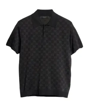 Gucci Viscose Gg Jacquard Polo Shirt - Black