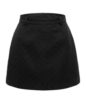 Gucci Gg Cotton Blend Mini Skirt - Black