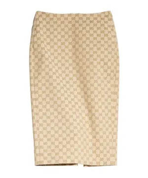 Gucci Gucci GG Cotton Canvas Midi Skirt Sand-colored