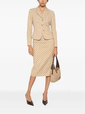 Gucci Gg Cotton Canvas Midi Skirt - Sand-colored
