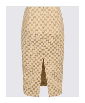 Gucci Gg Cotton Canvas Midi Skirt