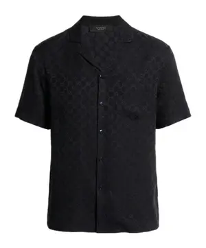 Gucci Gg Silk Jacquard Bowling Shirt - Dark Blue