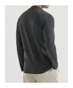 Brunello Cucinelli Long-sleeve Mock-neck T-shirt - Anthracite