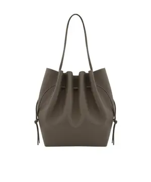 Yuzefi Scallop Tote Taupe Pebble Grained Leather - Black