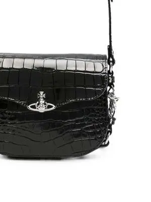 VIVIENNE WESTWOOD Hunter Flap Croc-embossed Mini Crossbody Bag