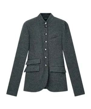 Giorgio Armani Slim-fit Blazer In Herringbone Effect Jersey - Grey