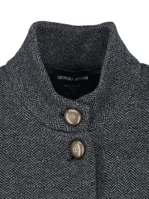Giorgio Armani Slim-fit Blazer In Herringbone Effect Jersey - Grey
