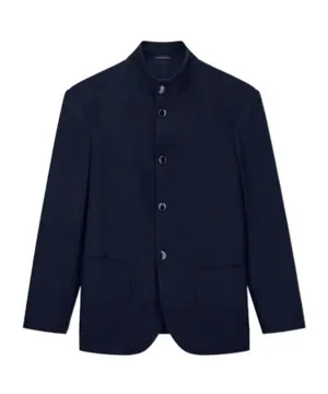 Giorgio Armani Blazer One Shot Regular Fit In Fluid Virgin Wool - Navy Blue