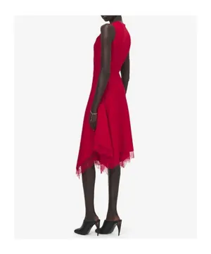 Alexander McQueen Lace Trim A-line Dress - Red