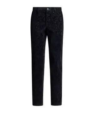 Etro Cotton Velvet Trousers With Arnica Motif - Black