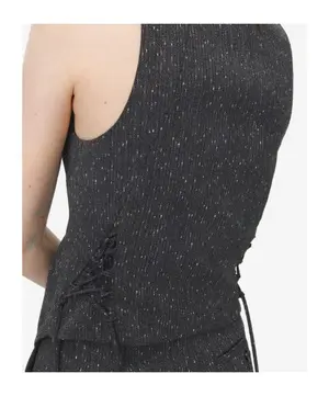 Alexander McQueen Lace-detailed Glittered Vest - Grey