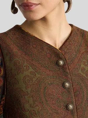 Etro Sleeveless Vest With Paisley Pattern And Metal Buttons