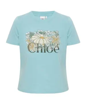 Chloé Floral Logo" T-shirt - Dream Turquoise