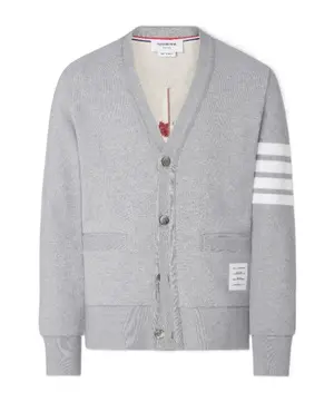 Thom Browne Embroidered-detail Cardigan - Light Gray