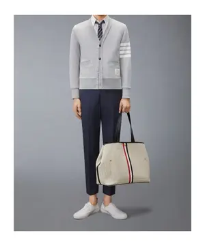 Thom Browne V-neck Cardigan With Sailboat Embroidery