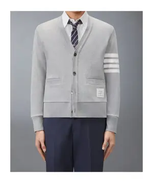 Thom Browne V-neck Cardigan With Sailboat Embroidery