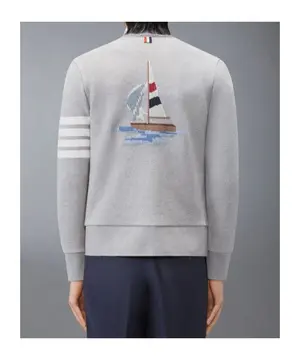 Thom Browne V-neck Cardigan With Sailboat Embroidery