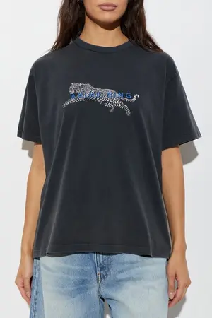 ANINE BING Cade" Cotton Jersey Leopard Graphic T-shirt