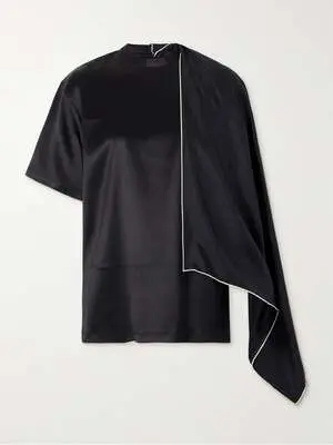 Phoebe Philo Asymmetrical Silk-blend Satin Blouse