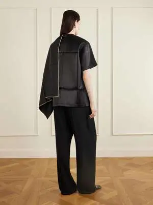 Phoebe Philo Asymmetrical Silk-blend Satin Blouse