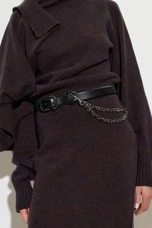 Attico Leather Belt With Chain Detail
