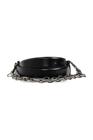 Attico Leather Belt With Chain Detail