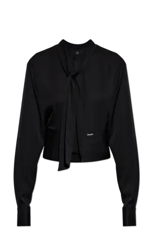 Dsquared2 Silk Blouse With A Tie-neck - Black