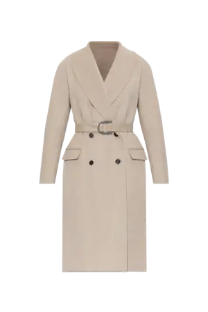 FERRAGAMO Wool Coat With Belt - Beige