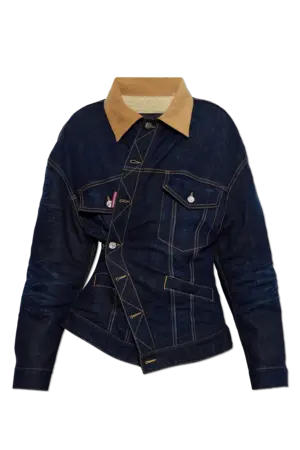 Dsquared2 Insulated Denim Jacket With Asymmetrical Placket