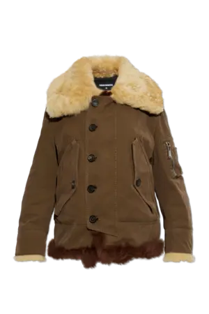 Dsquared2 Jacket With Fur Trim - Brown
