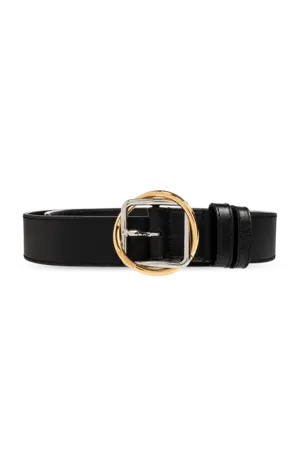 Jacquemus Salon" Wide Leather Belt With Dual-tone Buckle - Black