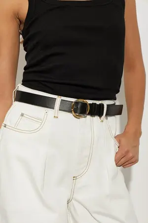 Jacquemus Salon" Wide Leather Belt With Dual-tone Buckle - Black