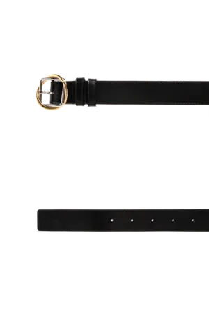 Jacquemus Salon" Wide Leather Belt With Dual-tone Buckle - Black
