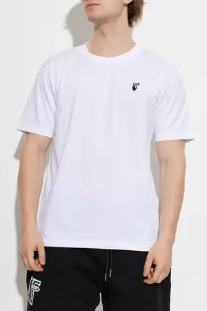 Off-White T-shirt With Embroidered Logo