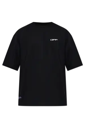 Off-White T-shirt With A Colorful Printed Logo - Black