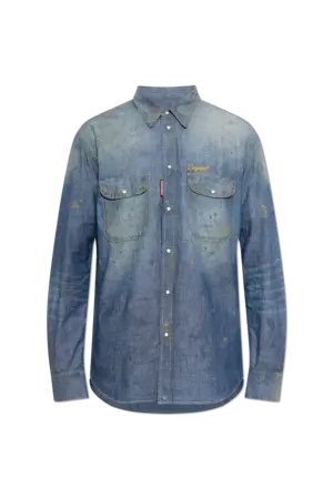 Dsquared2 Denim Shirt With ‘vintage’ Effect - Blue
