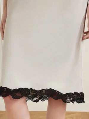 Maria Mcmanus Lace-trimmed Satin Midi Skirt - Neutrals