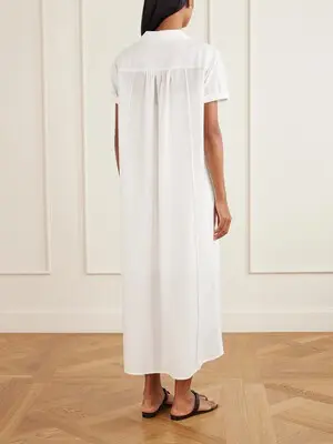Theory Gathered Cotton-blend Poplin Midi Shirt Dress