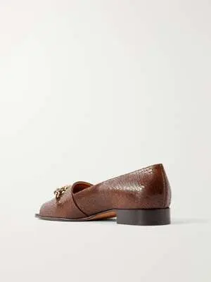 Tory Burch Chain-detail Croc-effect Leather Loafers