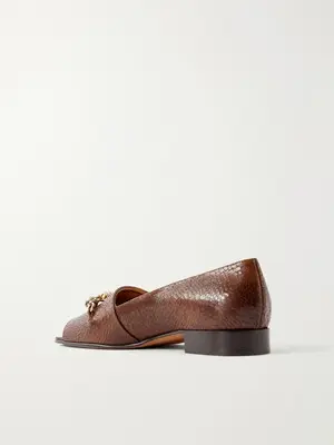 Tory Burch Chain-detail Croc-effect Leather Loafers