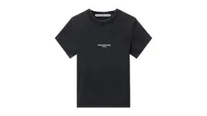 Alexander Wang Shrunken Short Sleeve Logo Print Tee Shirt - Washed Black