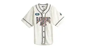 A BATHING APE Solid Camo Logo Baseball Short Sleeve Shirt