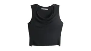 Alexander Wang Zipper Detail Cowl Neck Tank - Black
