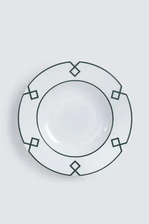 EMILIA WICKSTEAD Naples Soup Bowl With Green Border - Geometric
