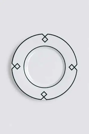 EMILIA WICKSTEAD Naples Dessert Plate With Green Border - Geometric