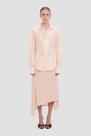 Victoria Beckham Slim Crease Detail Silk Shirt