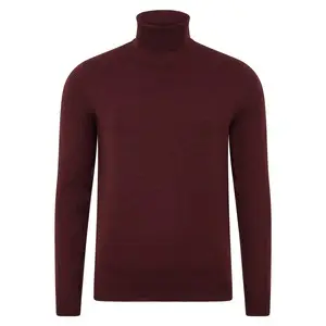 PAUL JAMES KNITWEAR Extra Fine Merino Wool Roll Neck Jumper - Red